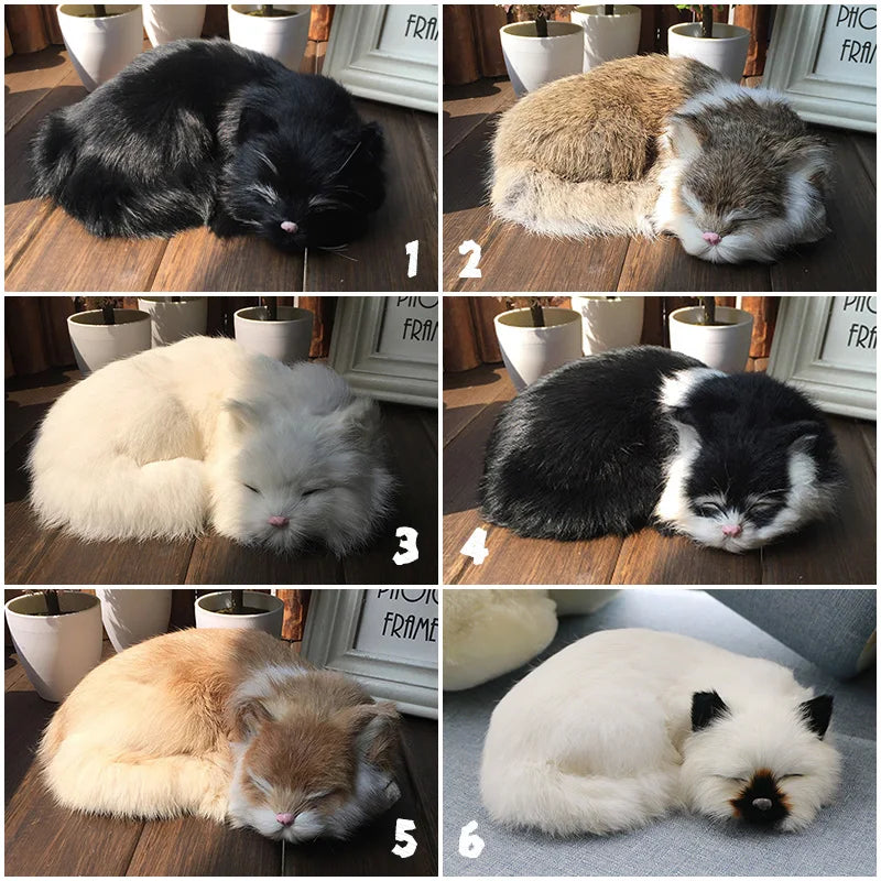 Lifelike Realistic Sleeping Cat Plush Toy – Furvenzy